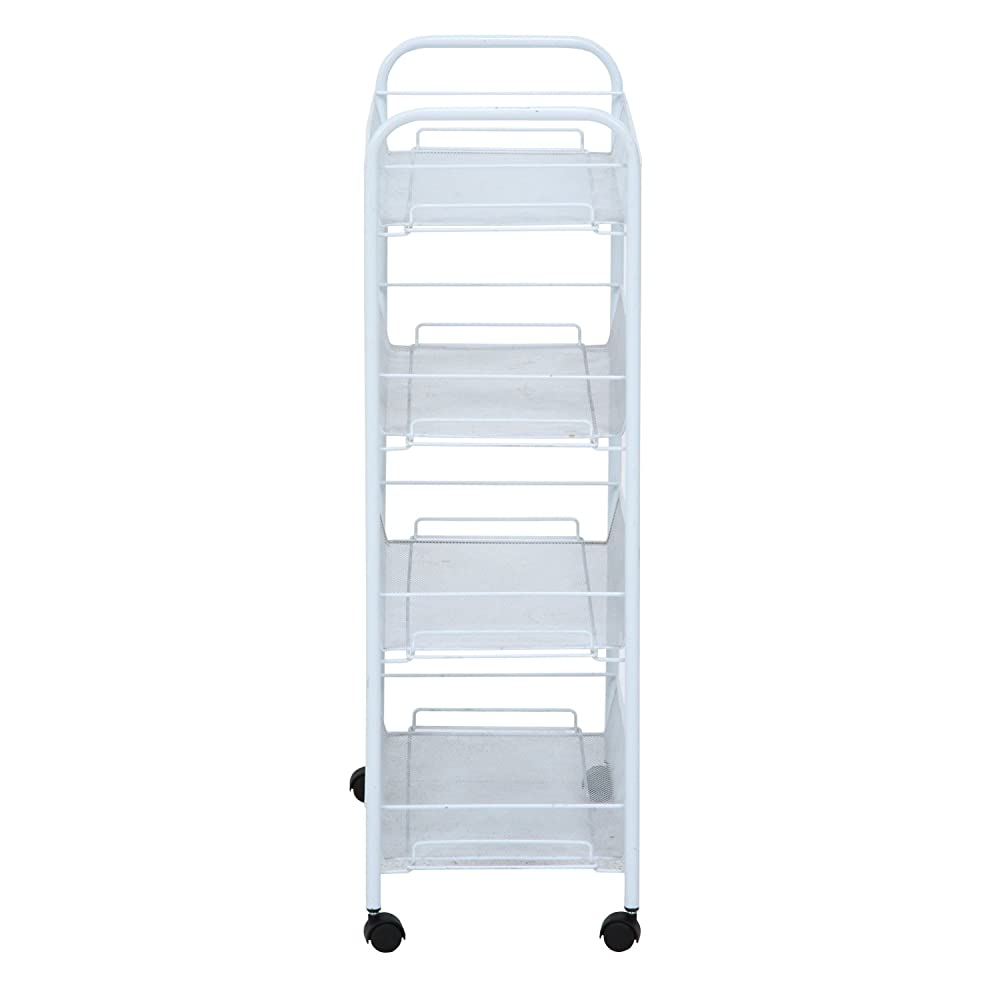 Fuji Boeki 69294 Trolley Kitchen Wagon, 4 Tiers, White, Mesh with Cast – Goods Of Japan