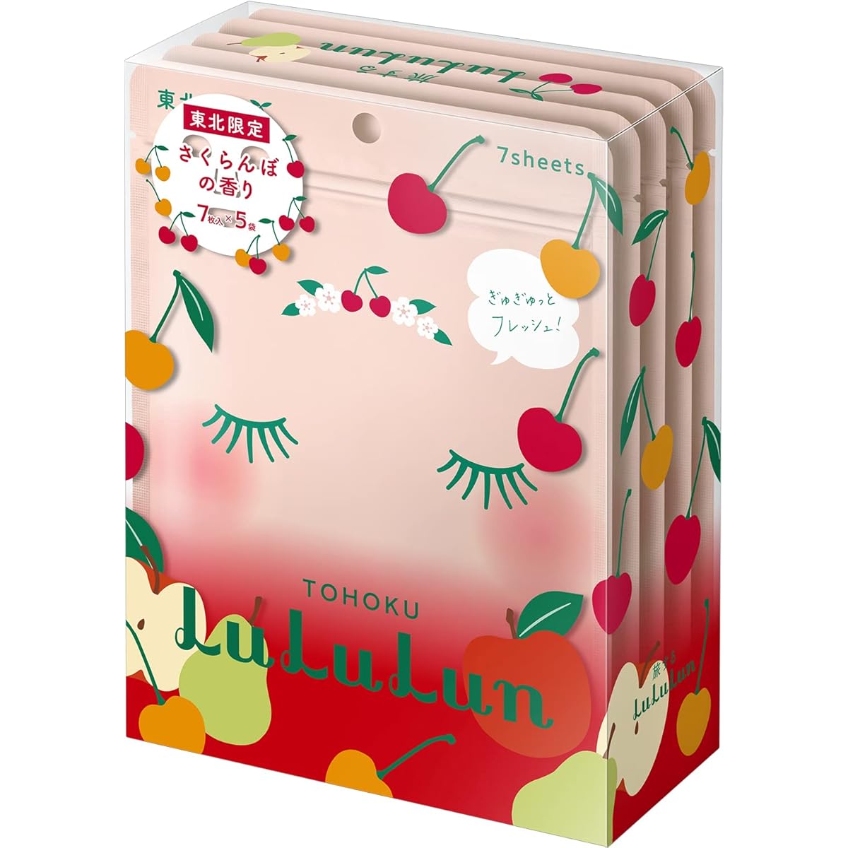 Face Mask Pack Lululun Tohoku Lululun (Cherry Scent) 7 sheets x 5 pack ...