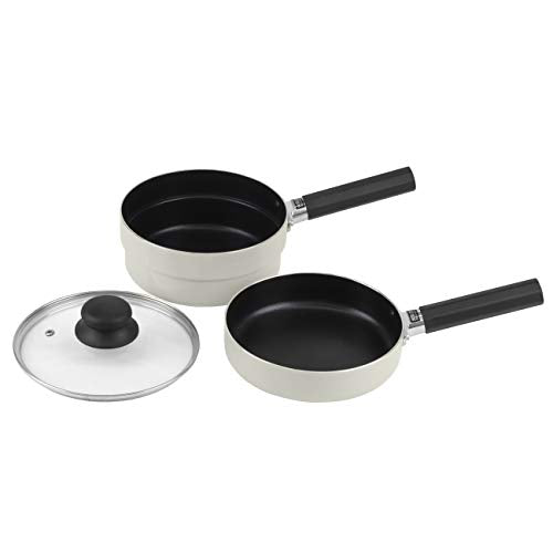 Pearl Metal Stacking Pan Frying Pan 18cm Set IH Compatible Ivory Fresh ...