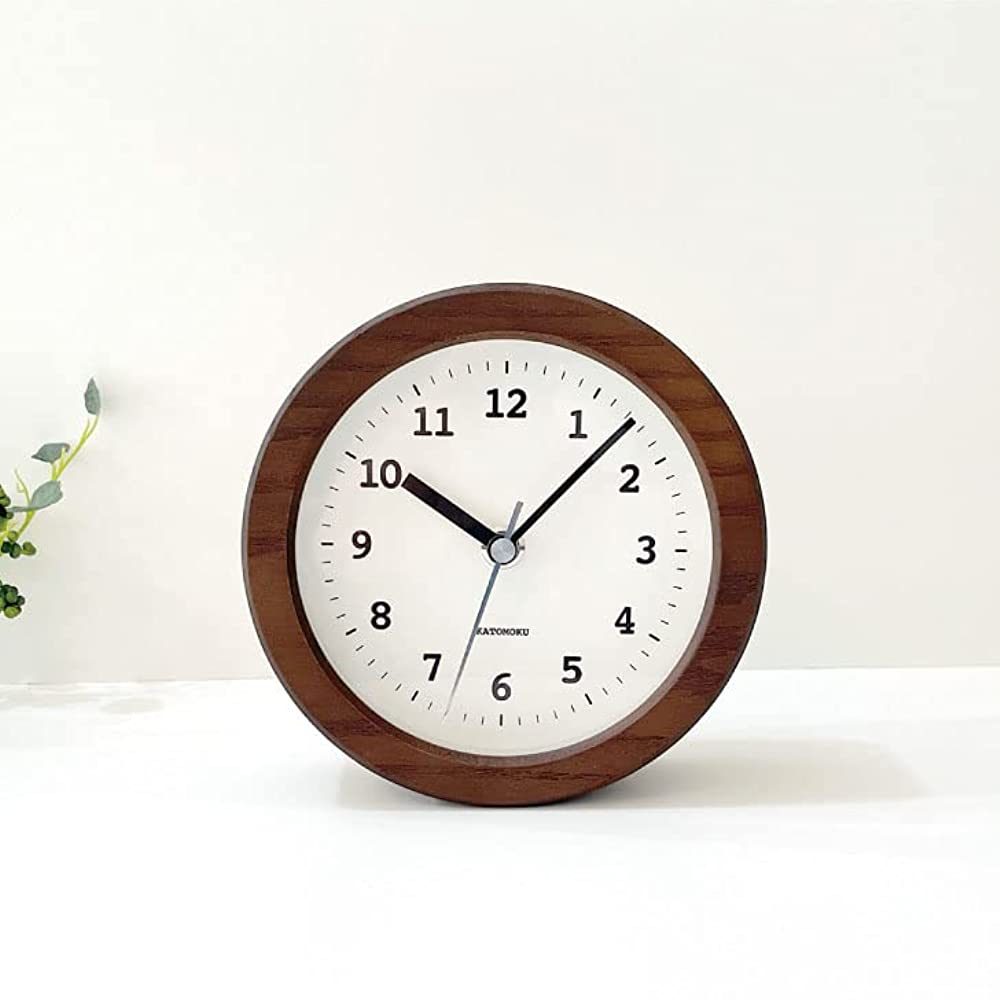 KATOMOKU Dual Use Clock, 5 km-112BRRC, Brown, Radio Clock, Continuous ...