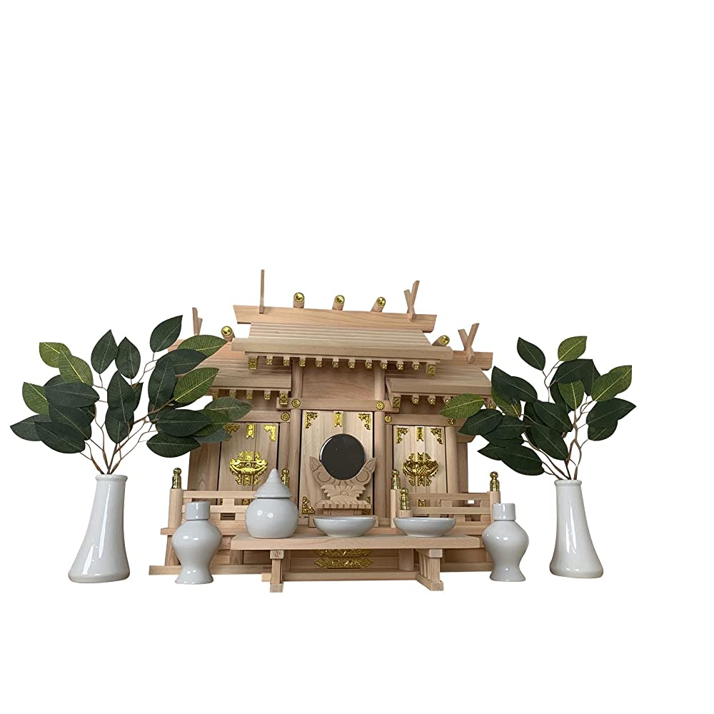 Kamidana no Sato Shinto Shelf Set, 3 Shrines with Shinto Tools, Roofin ...