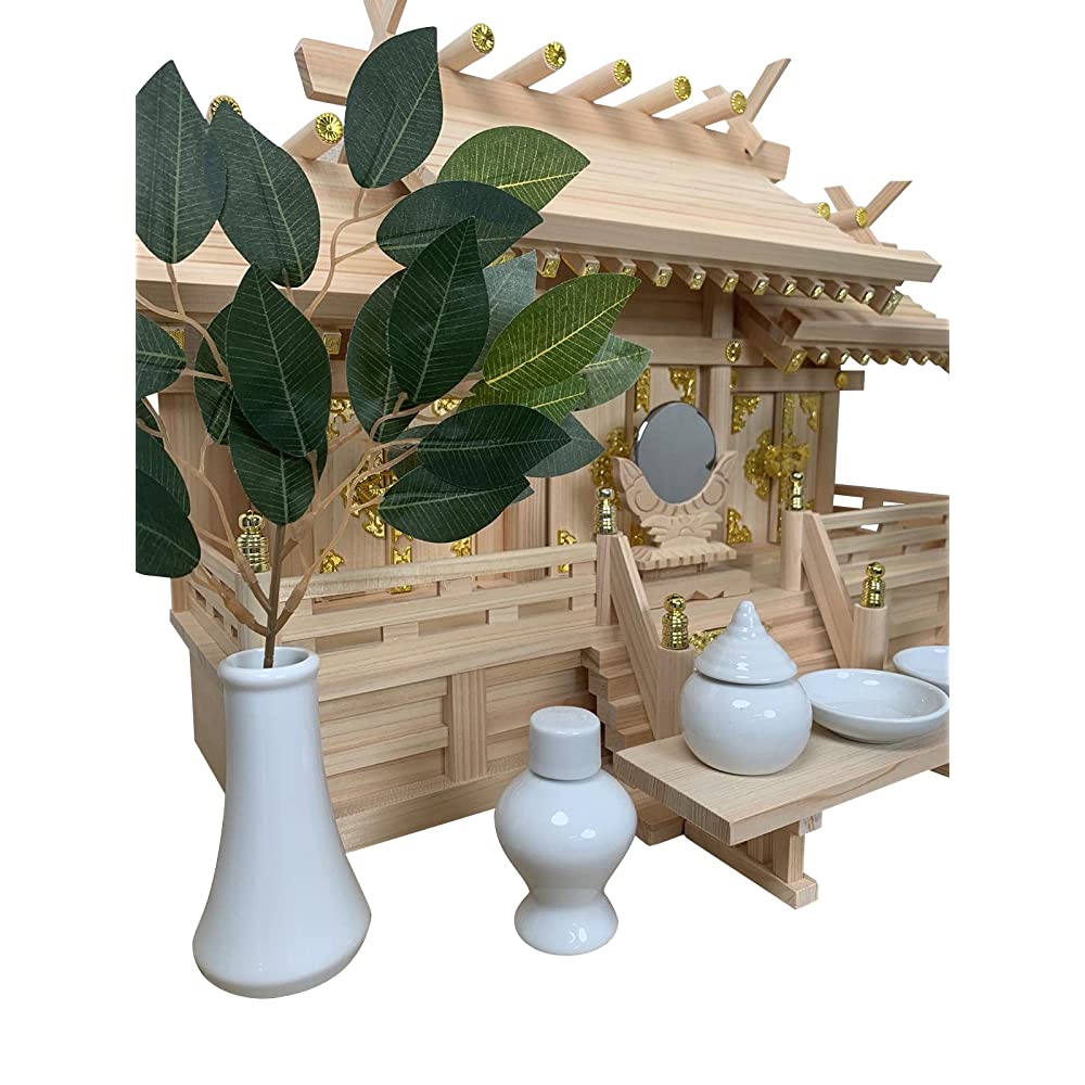 Kamidana no Sato Shinto Shelf Set, 3 Shrines with Shinto Goods, Roofin ...