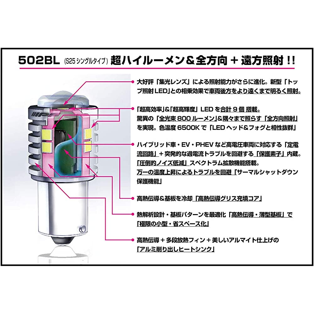 IPF back lamp LED S25 Valve 6500k 800 Lumen 1 piece 502BL – Goods Of Japan