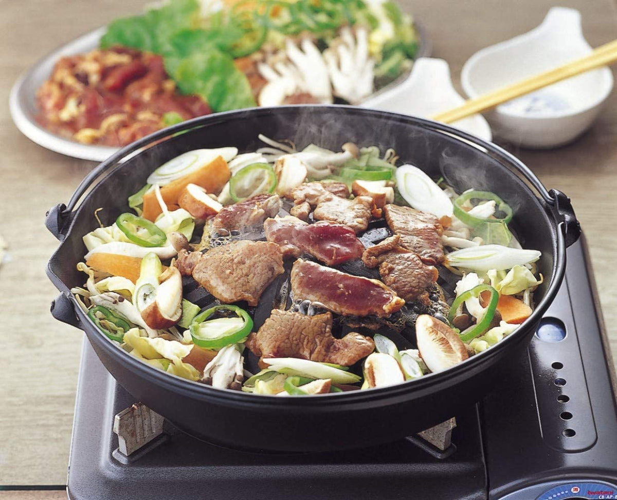 Southern iwachu 23006 Yakiniku Jingisukan Pot with Vine, Black Grill ...