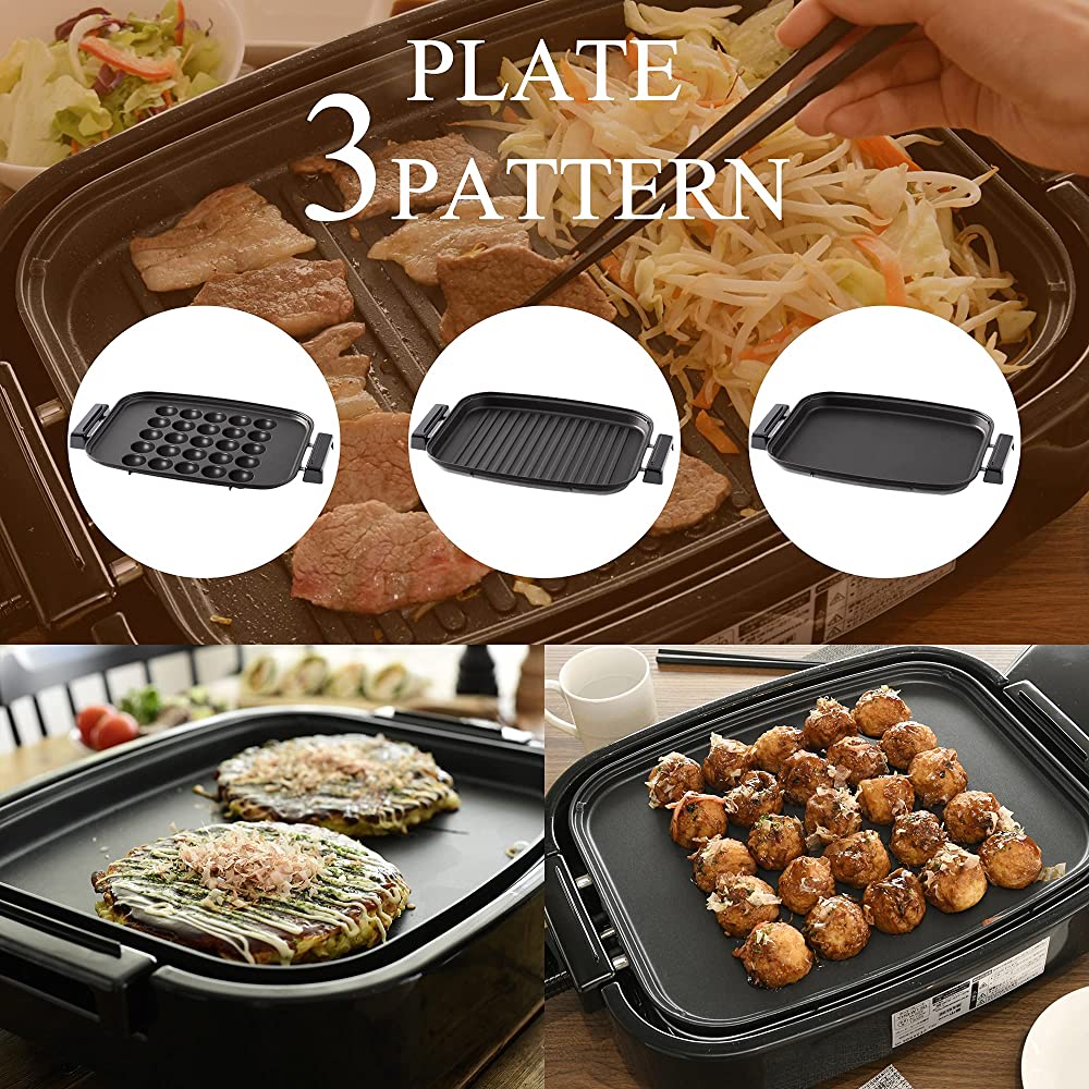 Yamazen EDH-T1300(B) Hot Plate, 3-Way (Flat Plate, Corrugated Plate, T ...